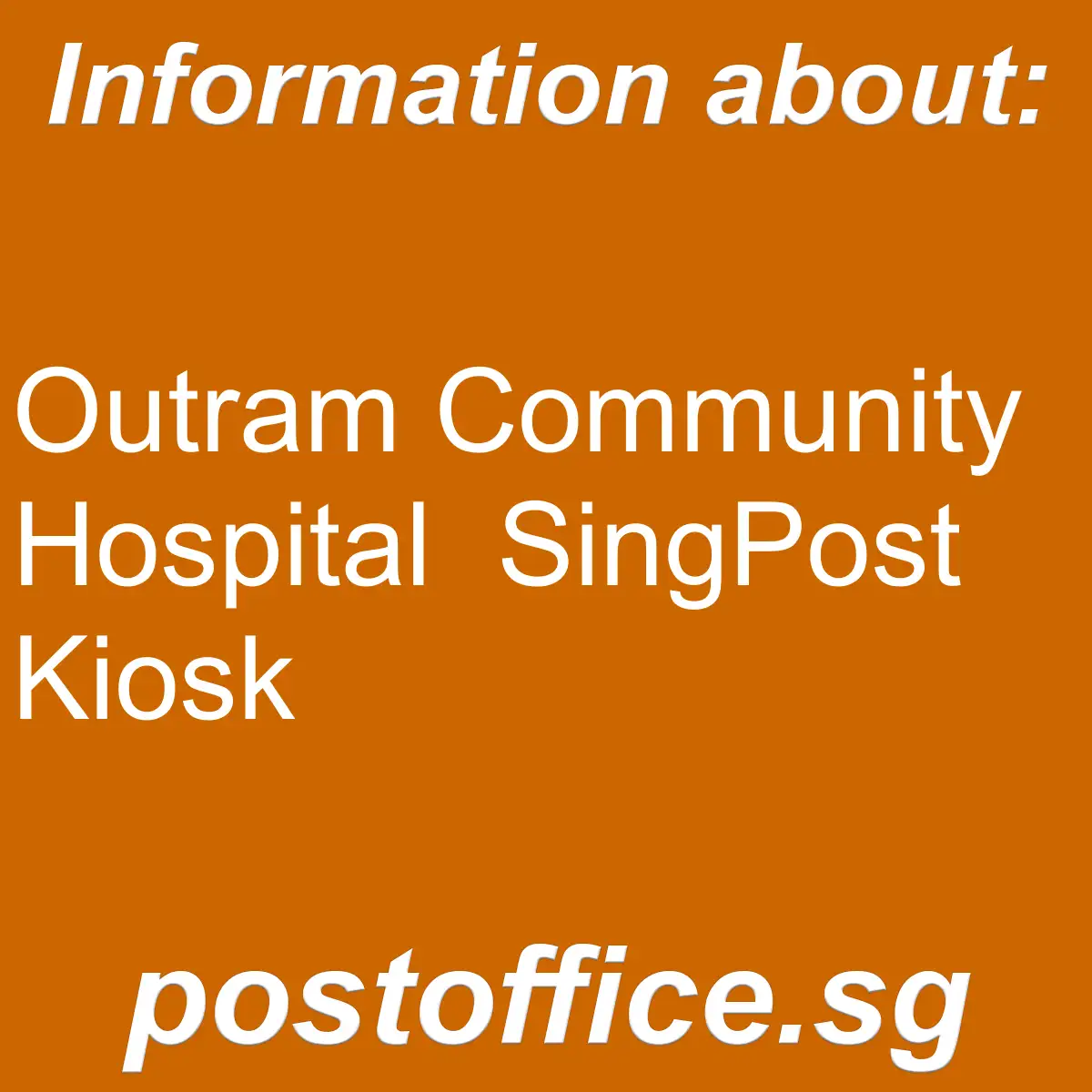 Outram Community Hospital - Opening Hours, Address, Phone